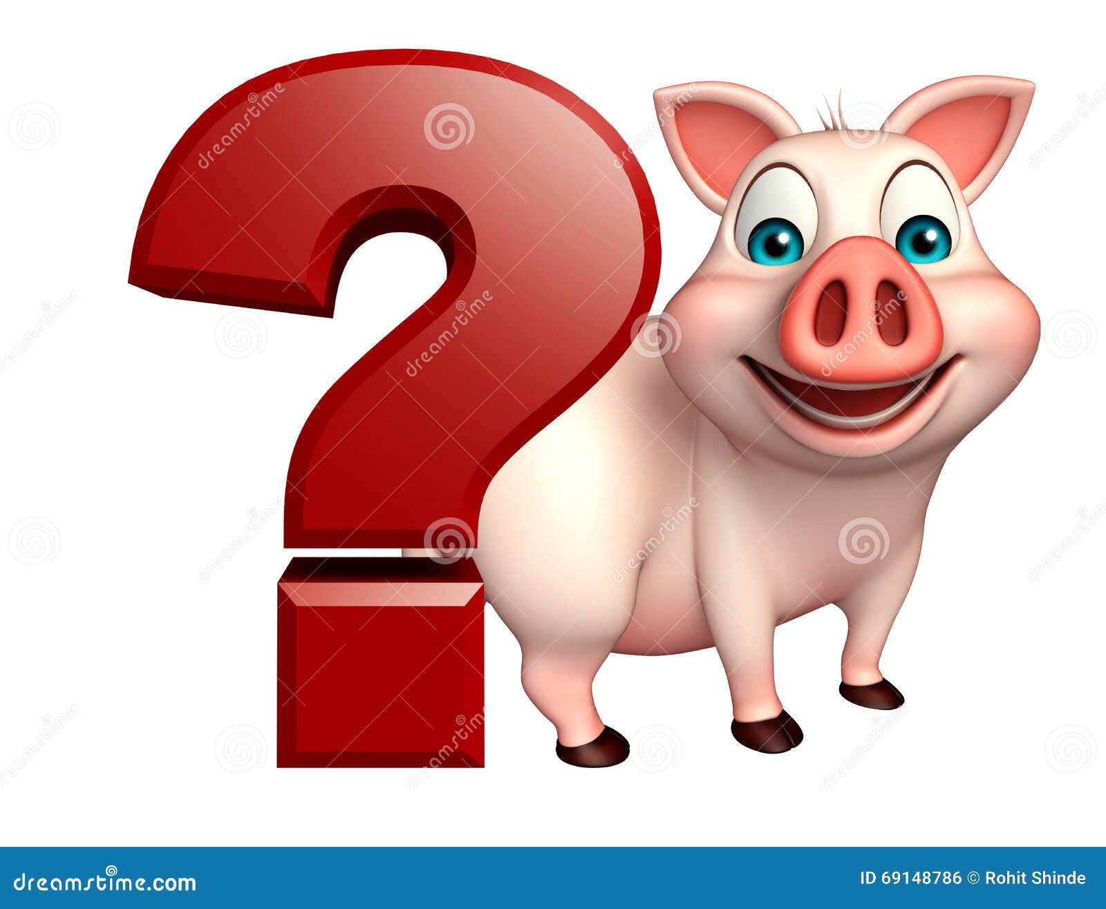 Pig Cartoon Character with Question Sign Stock Illustration ...