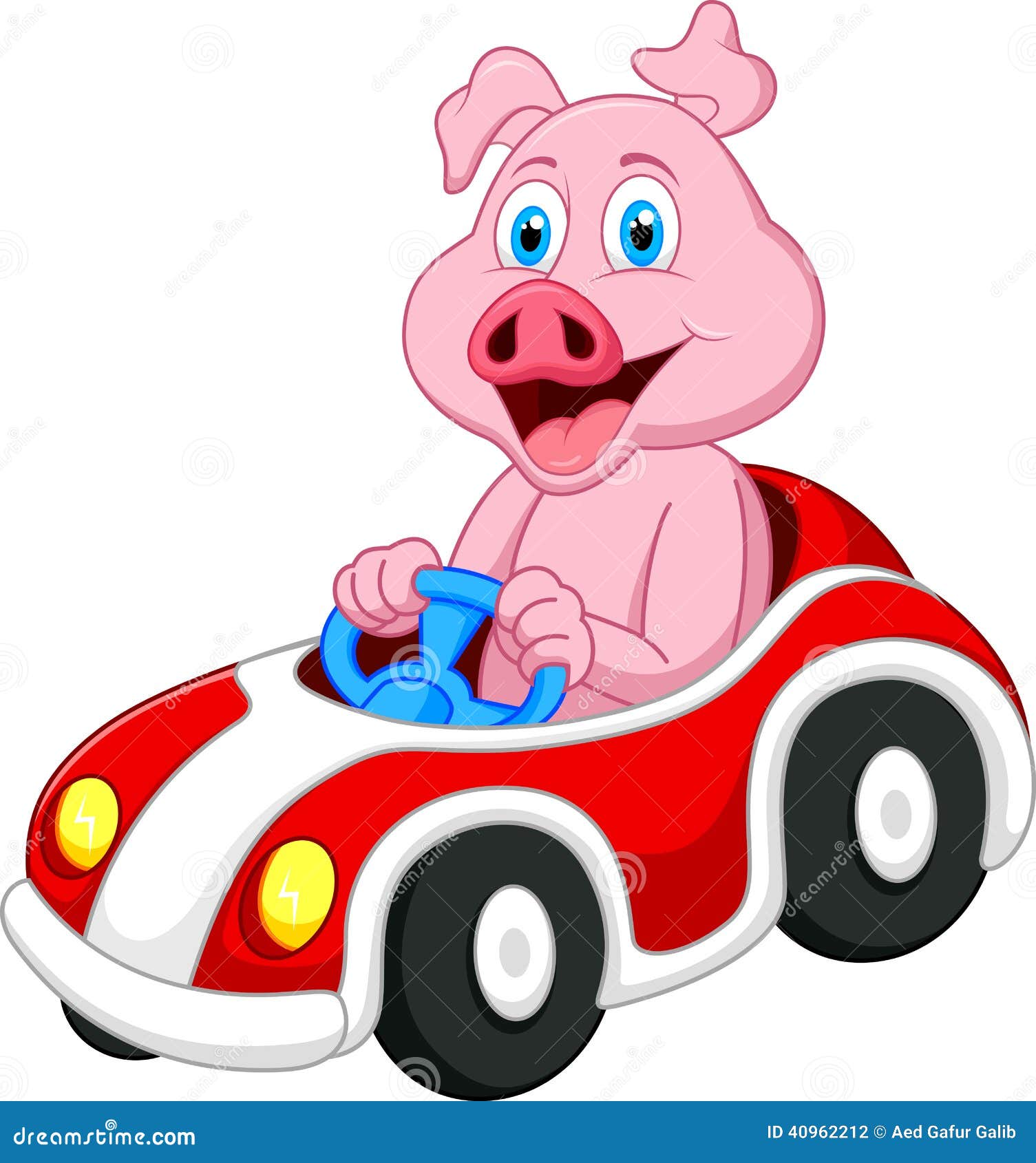 Pig cartoon driving car stock vector. Illustration of face - 40962212