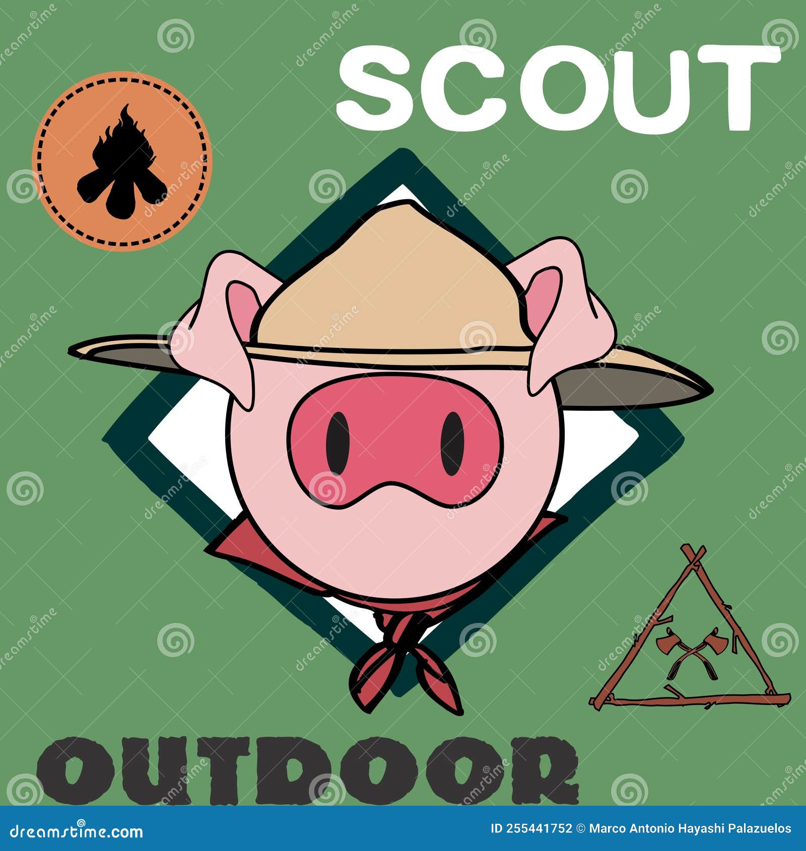 Cartoon Boy Scout Carrying Firewood Vector Illustration | CartoonDealer ...