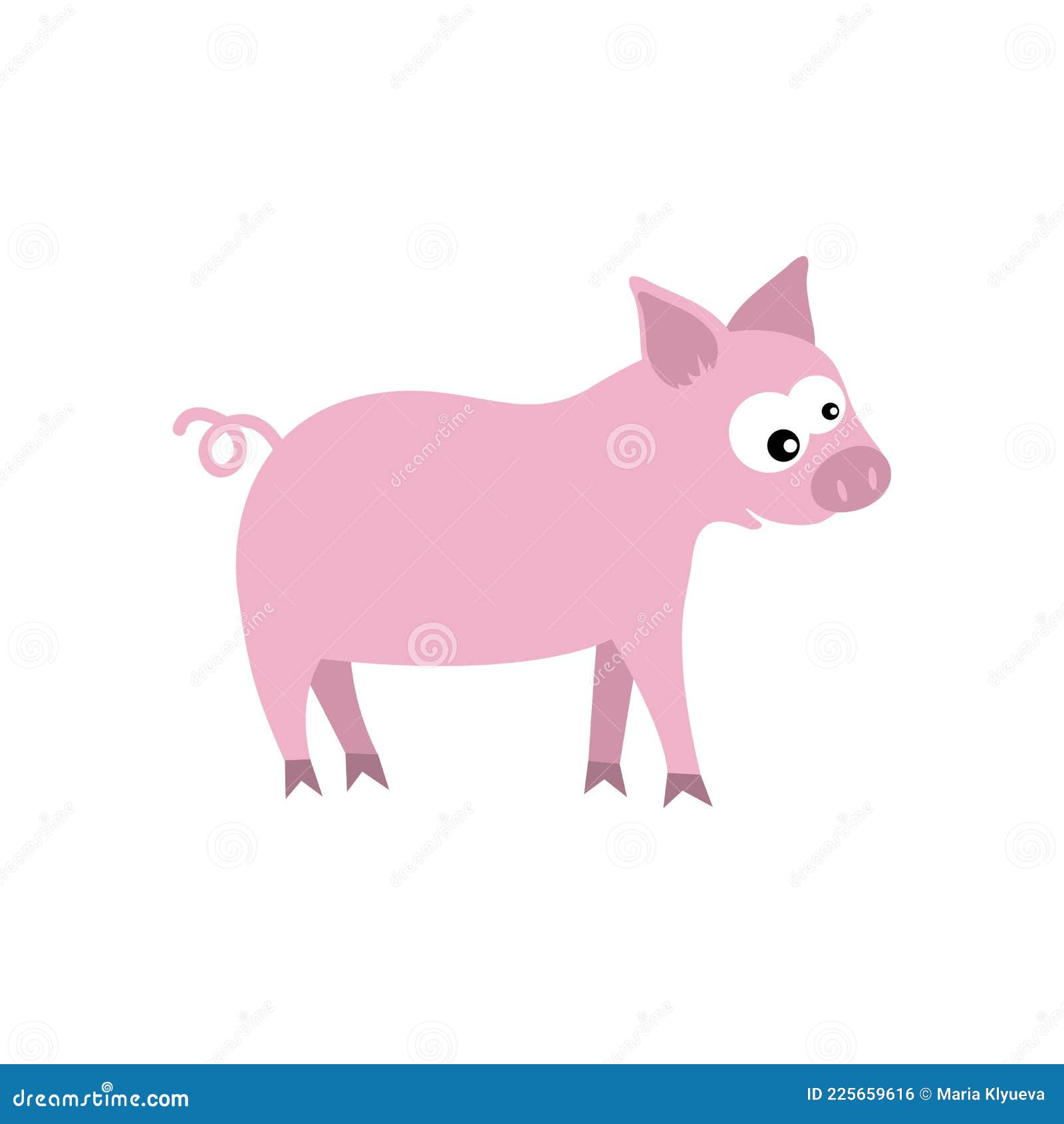 Pig in 2d Cartoon Style. Flat Isolated Vector Stock Vector ...