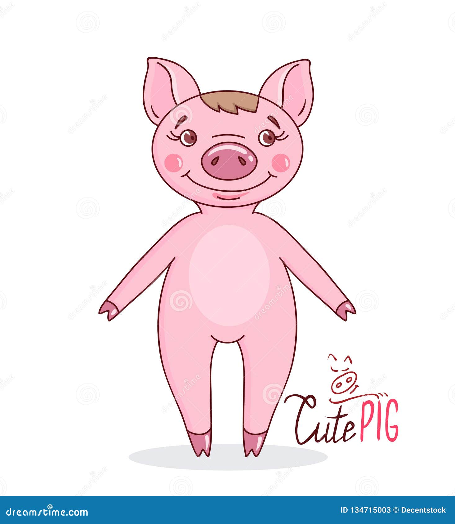 Pig in Cartoon Style. Hand Drawn Style Vector Design Stock Vector ...