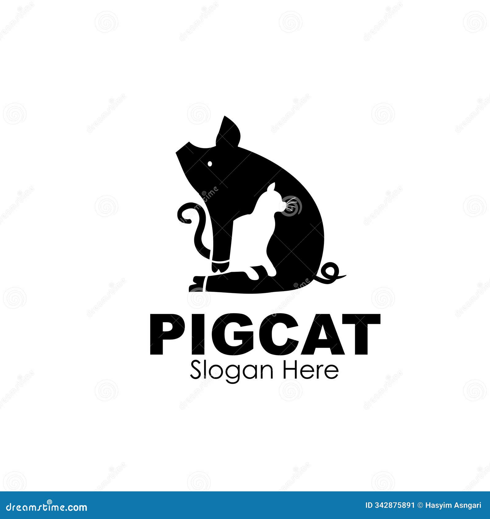 Pig Cat Logo Design Concept Stock Illustration - Illustration of icon ...