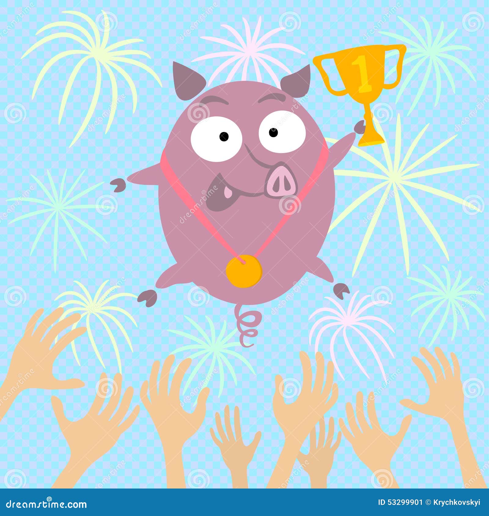 Pig Champion. stock vector. Illustration of champion - 53299901