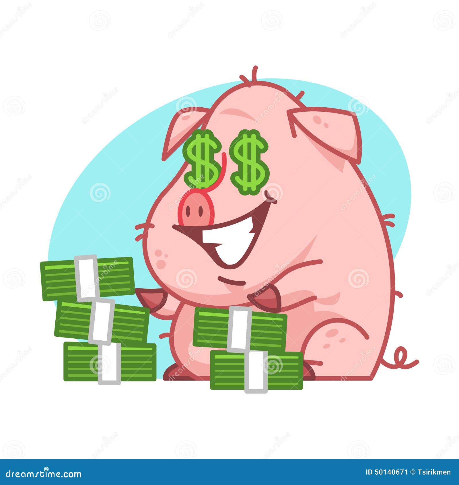 Pig Character and Lot of Money Stock Vector - Illustration of character ...