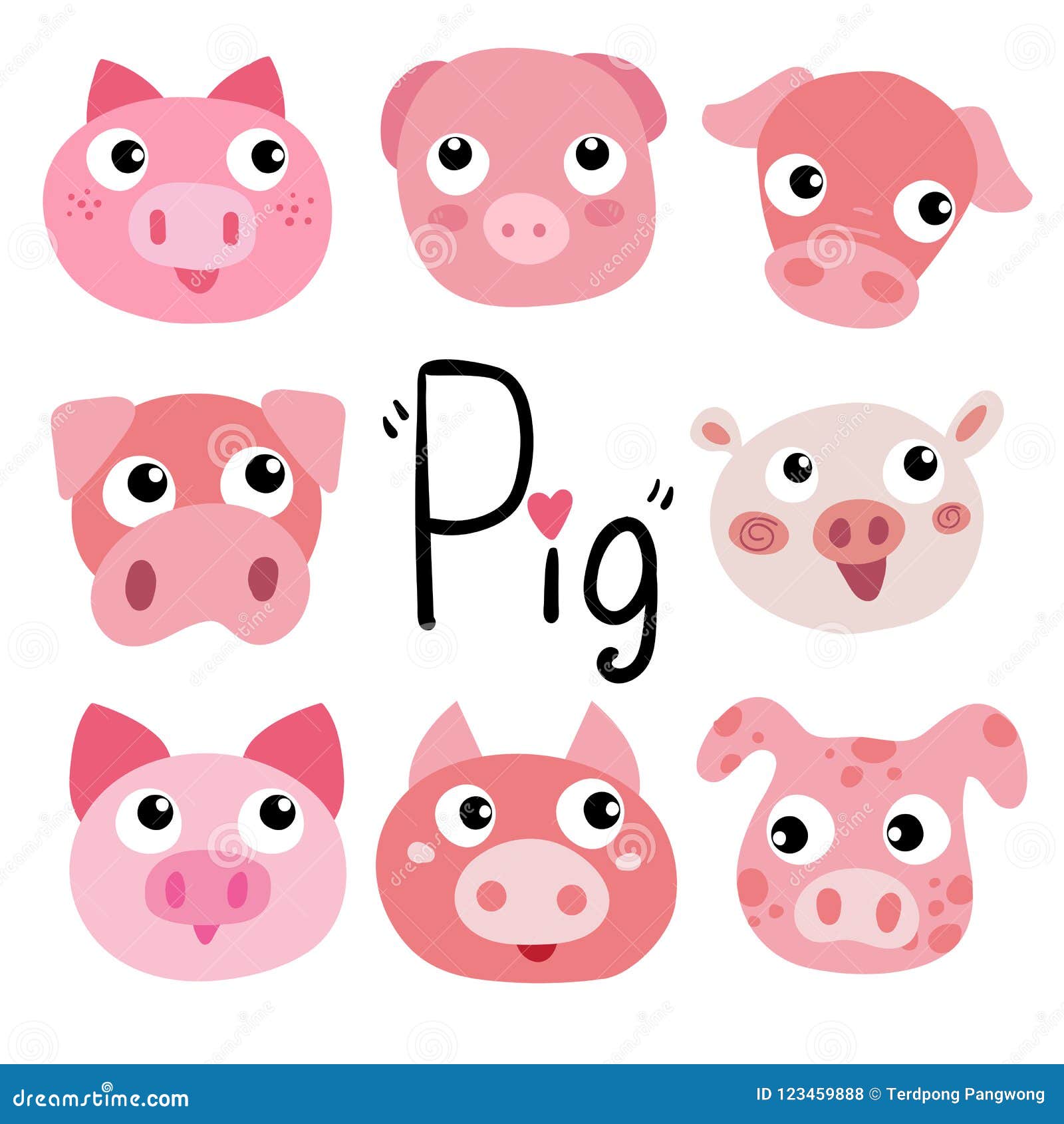 Pig Character Vector Design Stock Illustration - Illustration of group ...