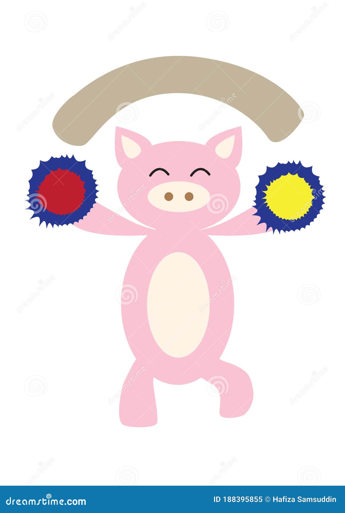 Pig Cheering. Vector Illustration Decorative Design Stock Vector ...