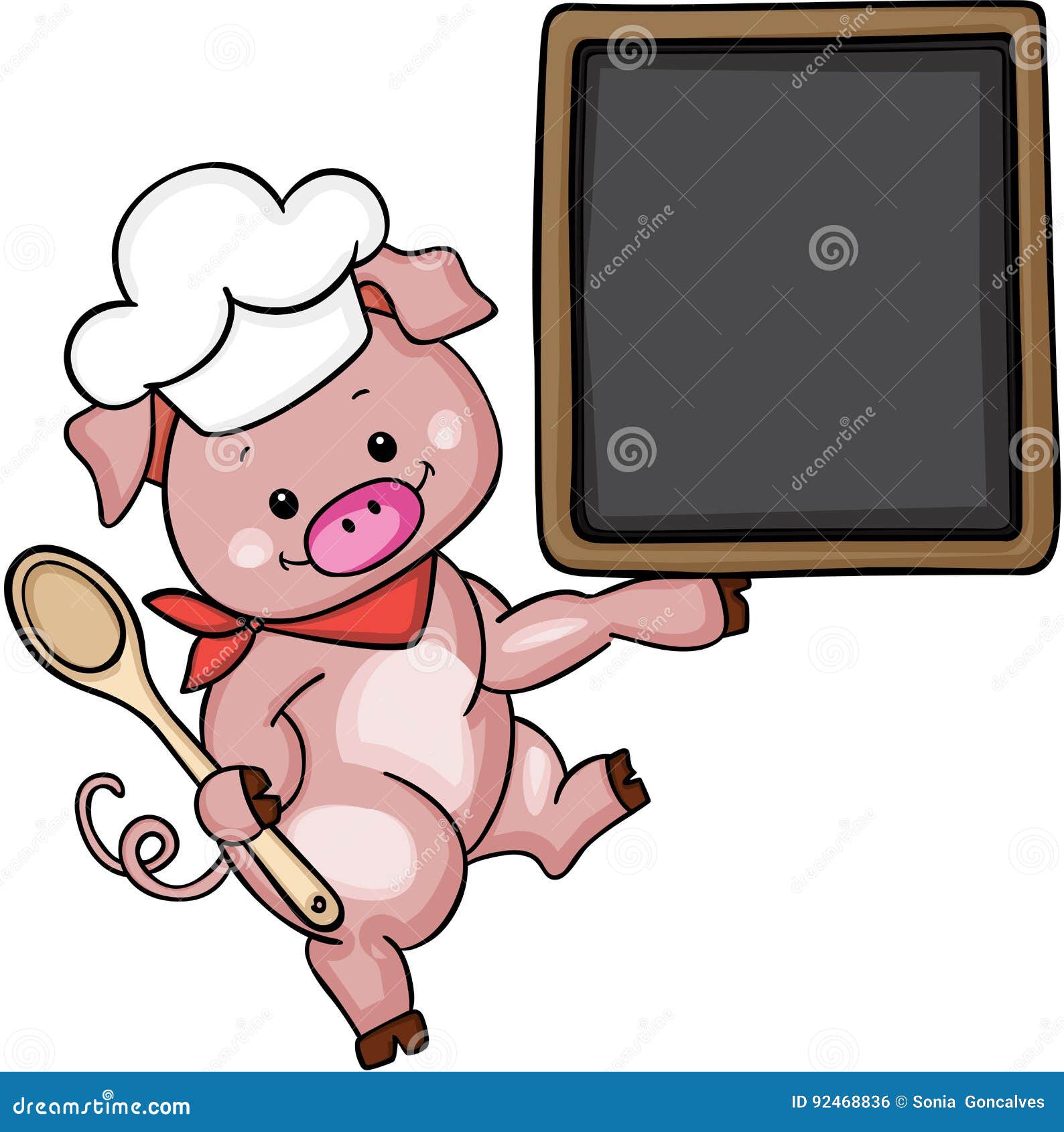 Pig Chef Cook Holding a Blackboard Menu Stock Vector - Illustration of ...