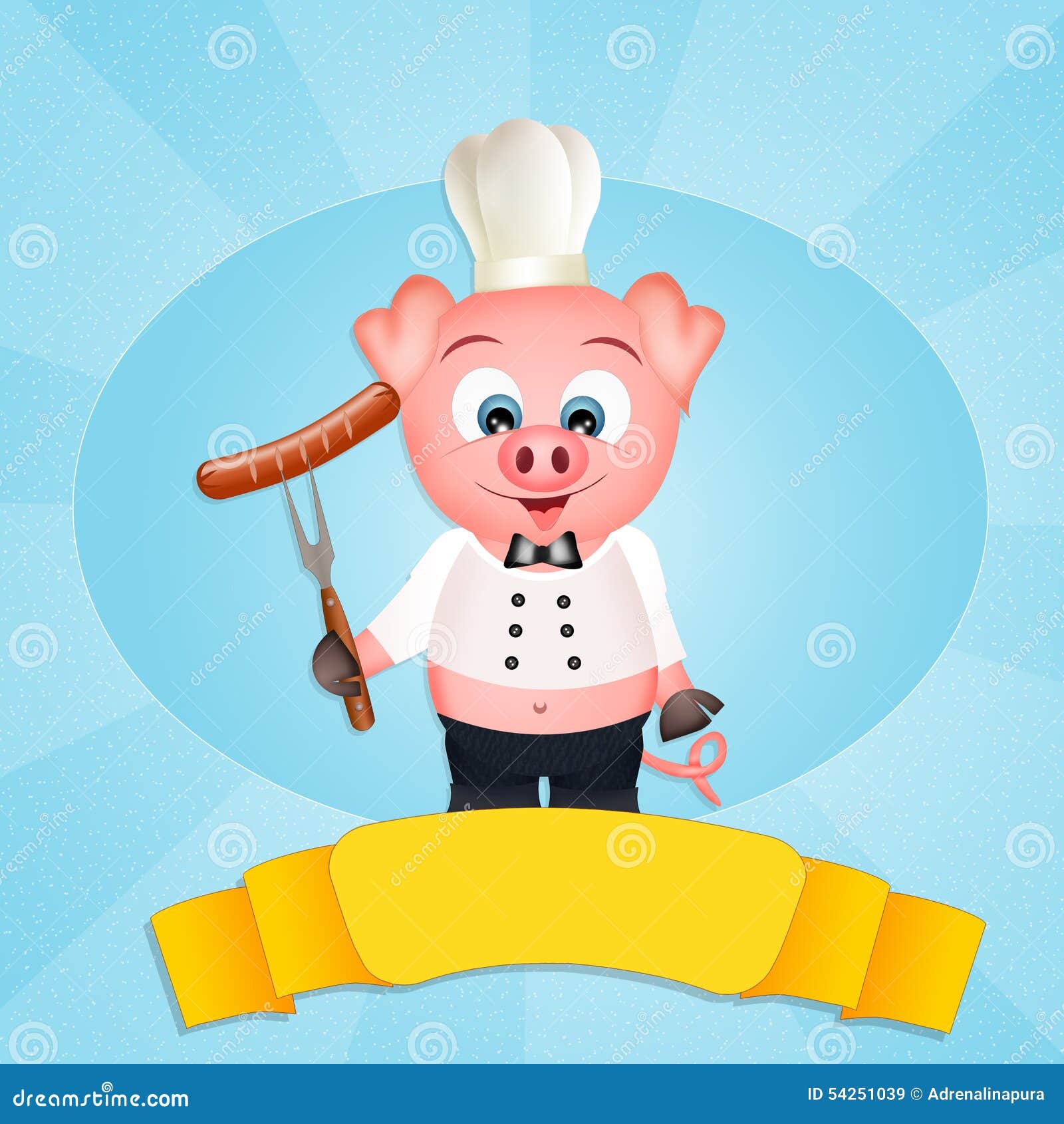 Pig chef stock illustration. Illustration of pork, animal - 54251039