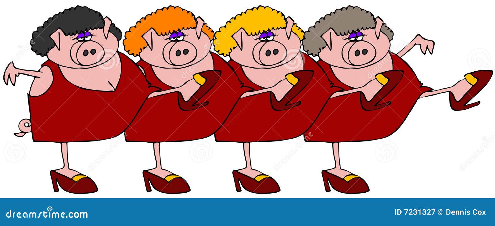 Pig Chorus Line stock illustration. Illustration of animal - 7231327