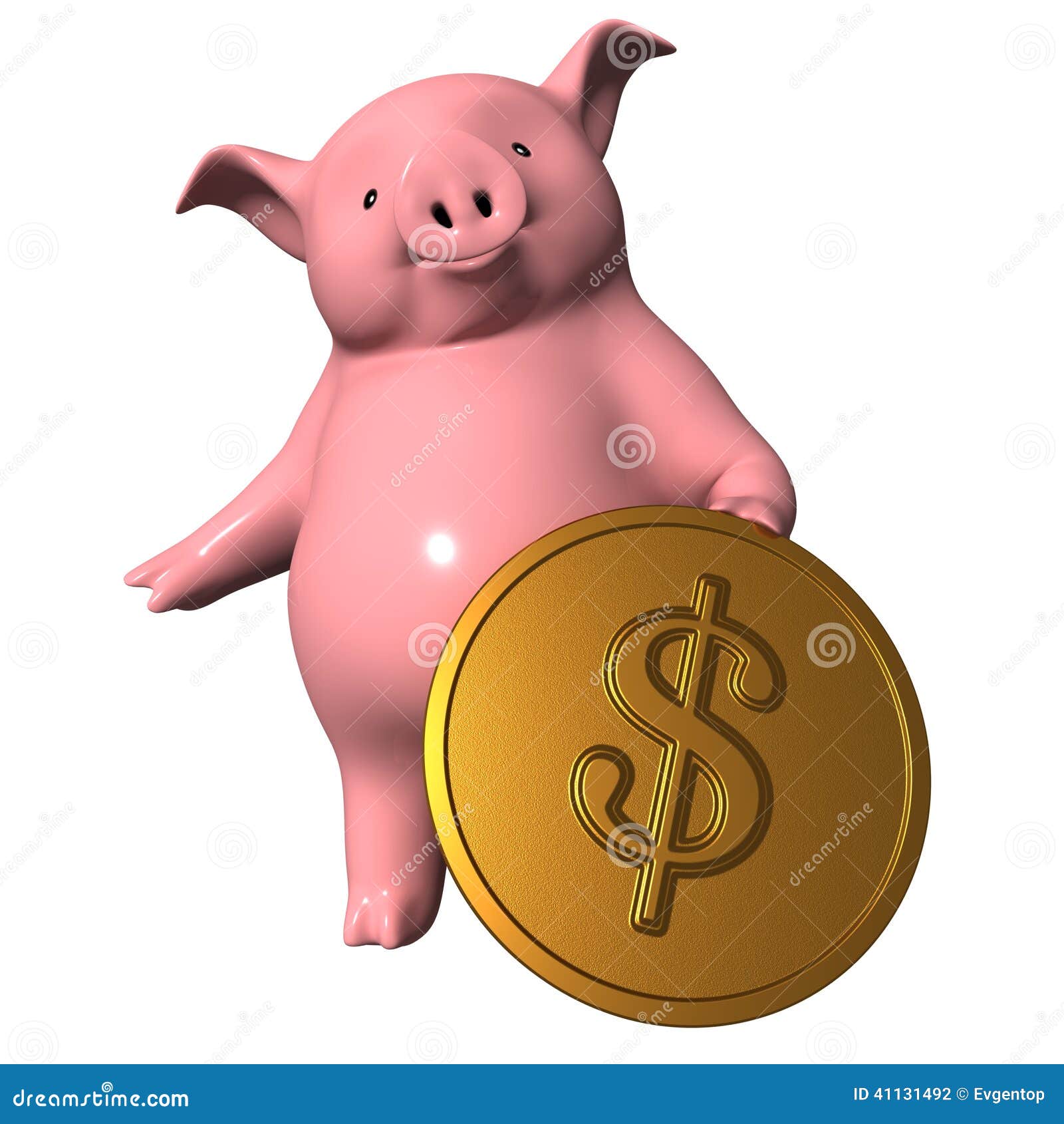 Pig with a coin stock illustration. Illustration of moneybox - 41131492