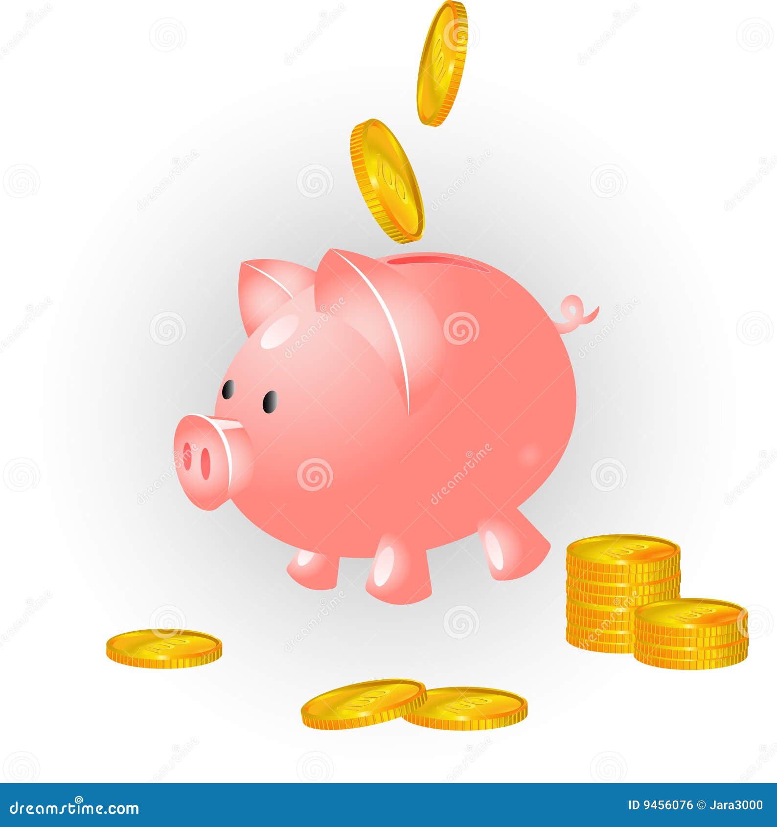 Pig and coins stock vector. Illustration of characters - 9456076