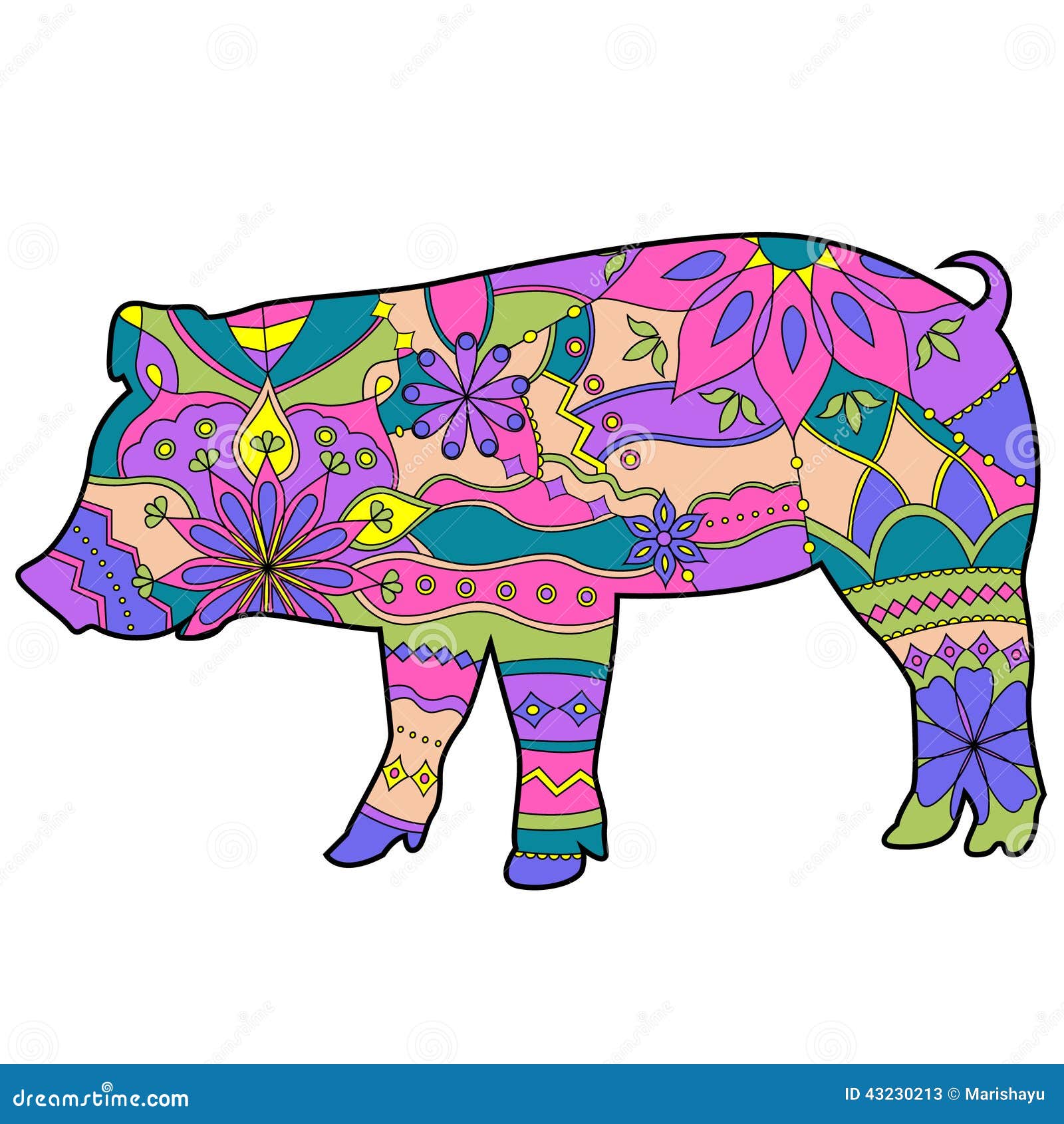 Pig colorful stock vector. Illustration of decorative - 43230213