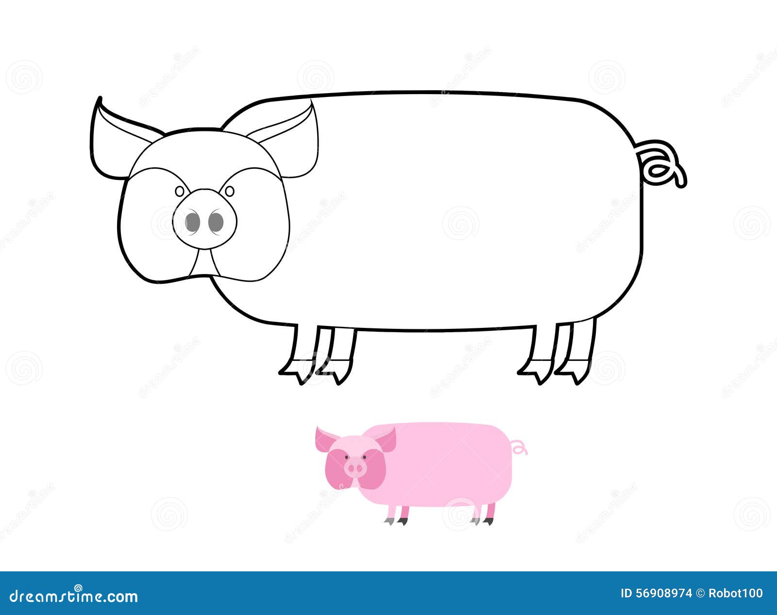 Pig Coloring Book. Vector Illustration of Farm Animals Stock Vector ...