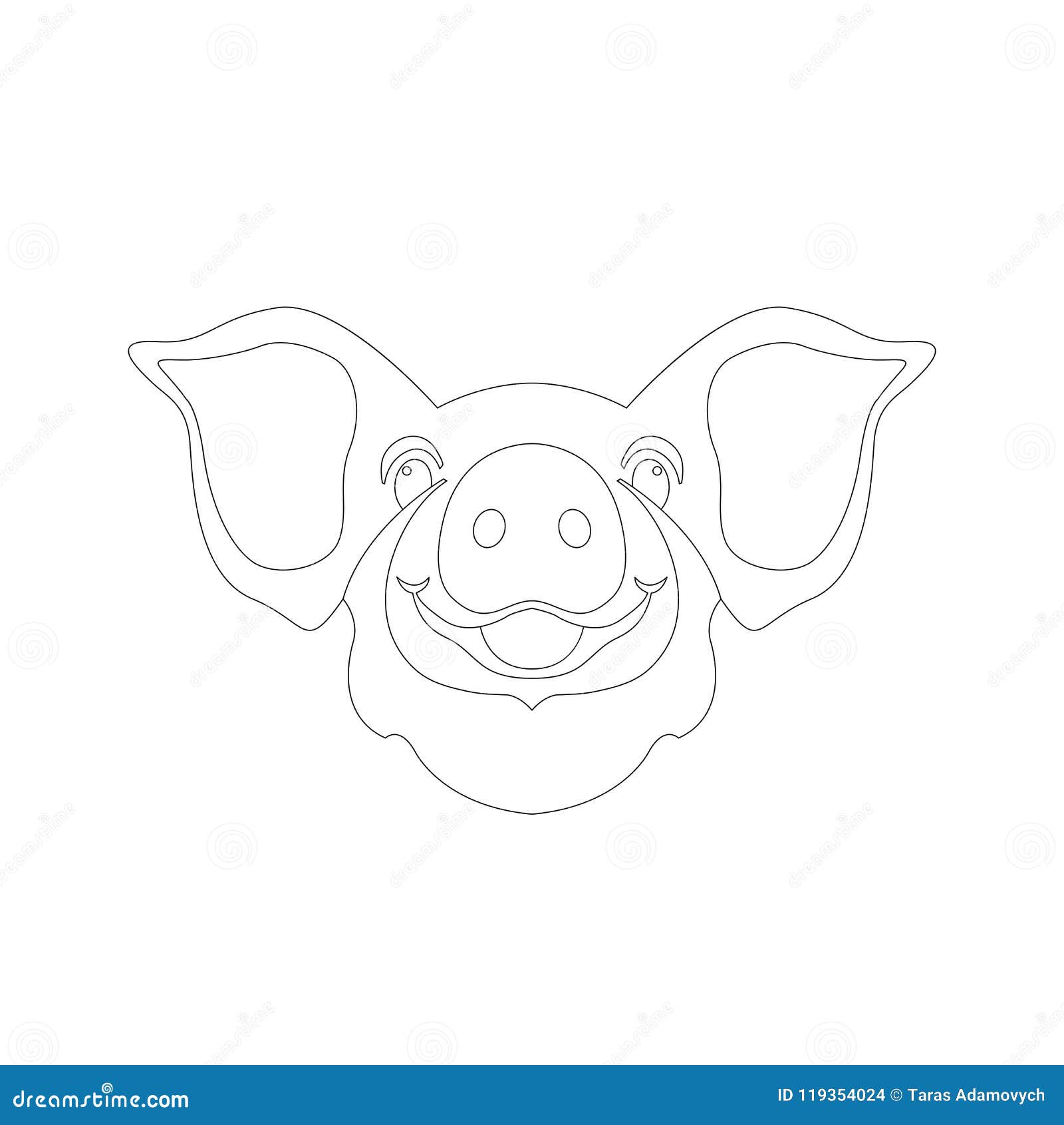 Pig Coloring Vector Illustration Line Drawing Front Stock Vector ...