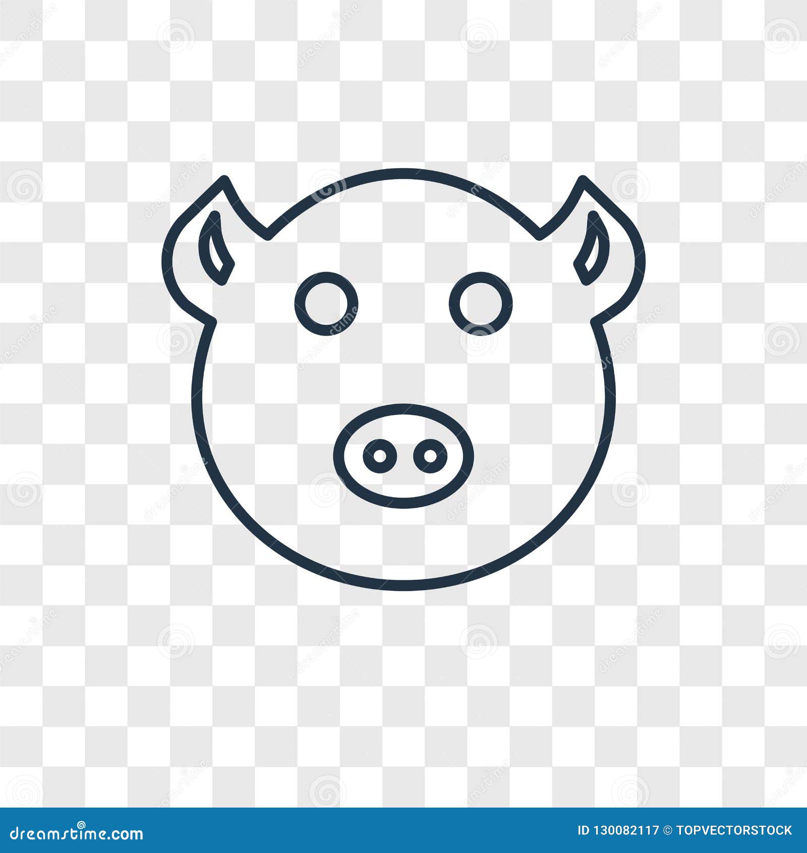 Pig Concept Vector Linear Icon Isolated on Transparent Background, Pig ...