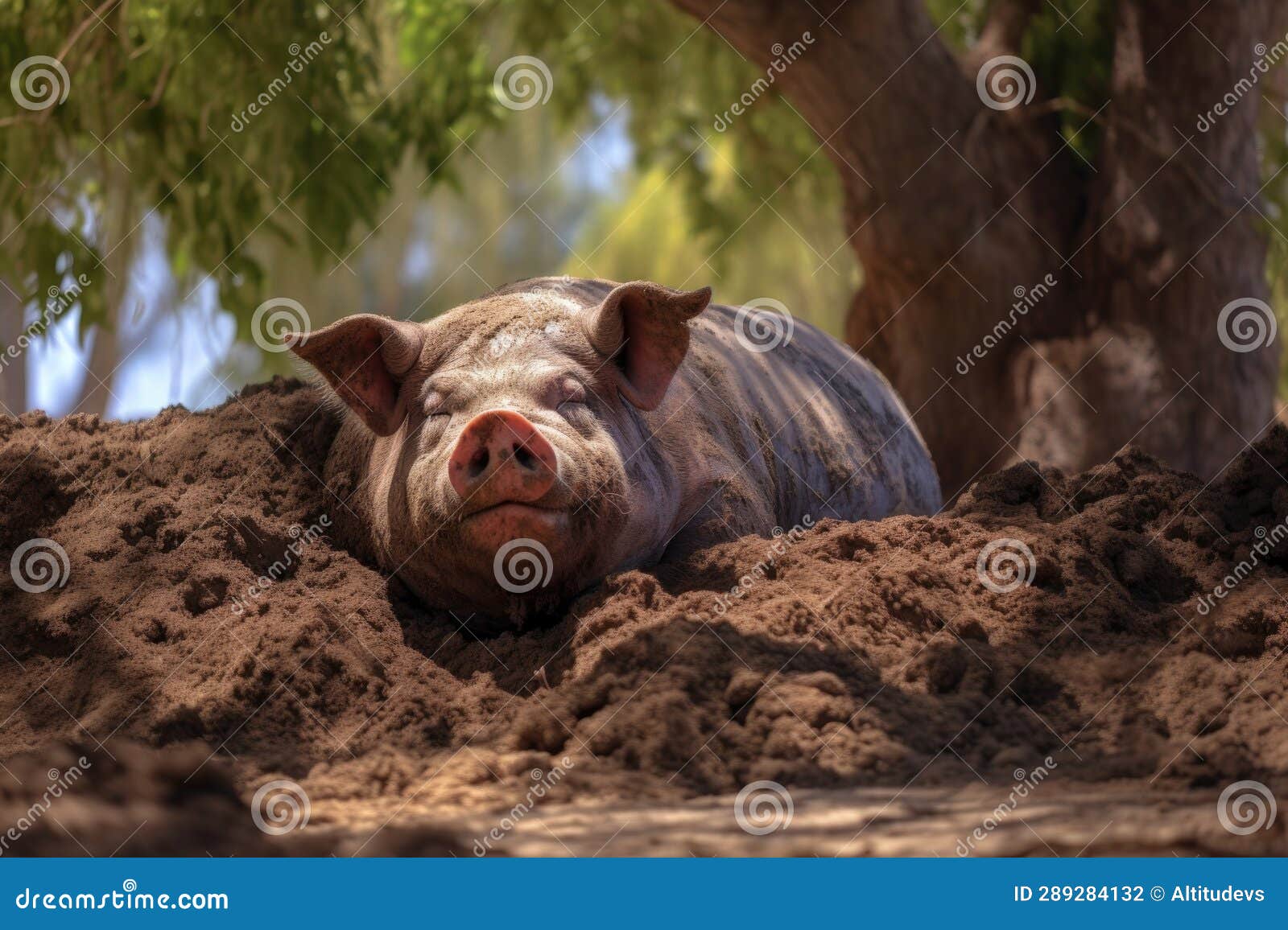 Pig Covered in Mud, Resting in the Shade Stock Photo - Image of ...