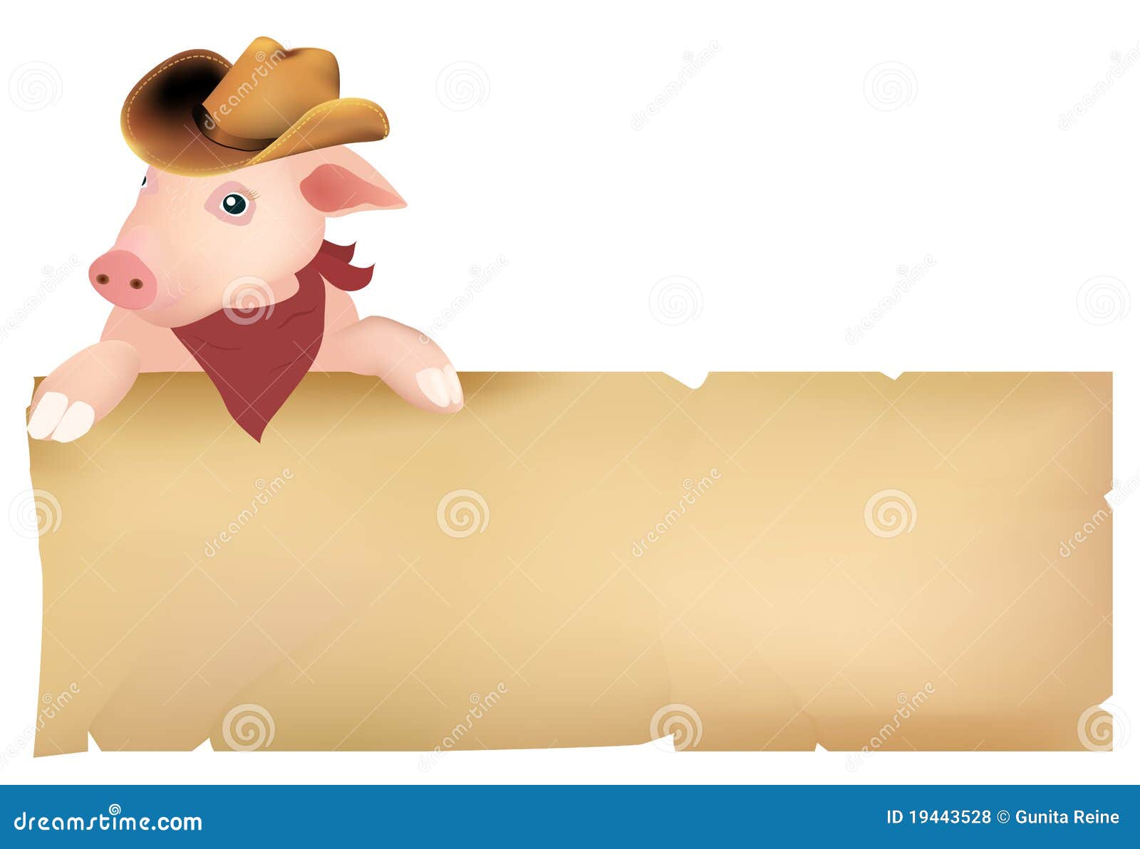 Pig With Cowboy Hat Vector Illustration | CartoonDealer.com #19443528
