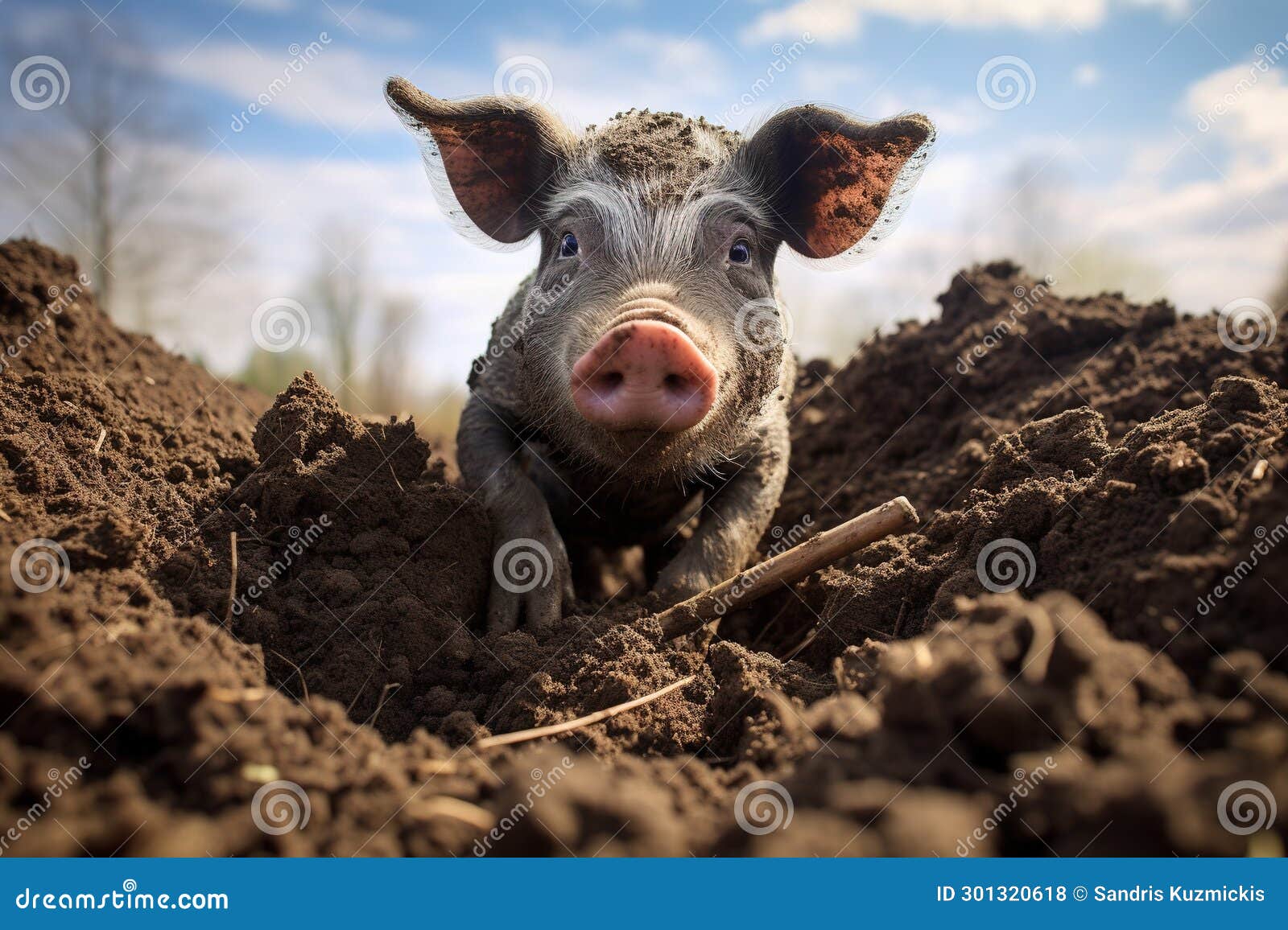 The Pig Digging the Ground and Looking for Truffles. Generative AI ...