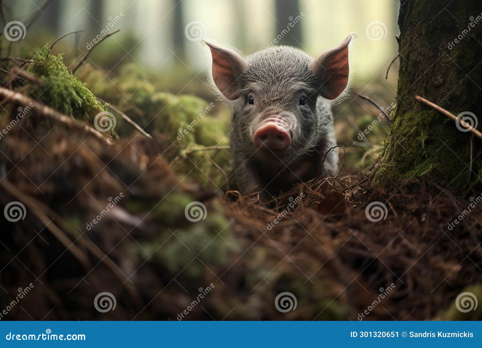 The Pig Digging the Ground and Looking for Truffles. Generative AI ...