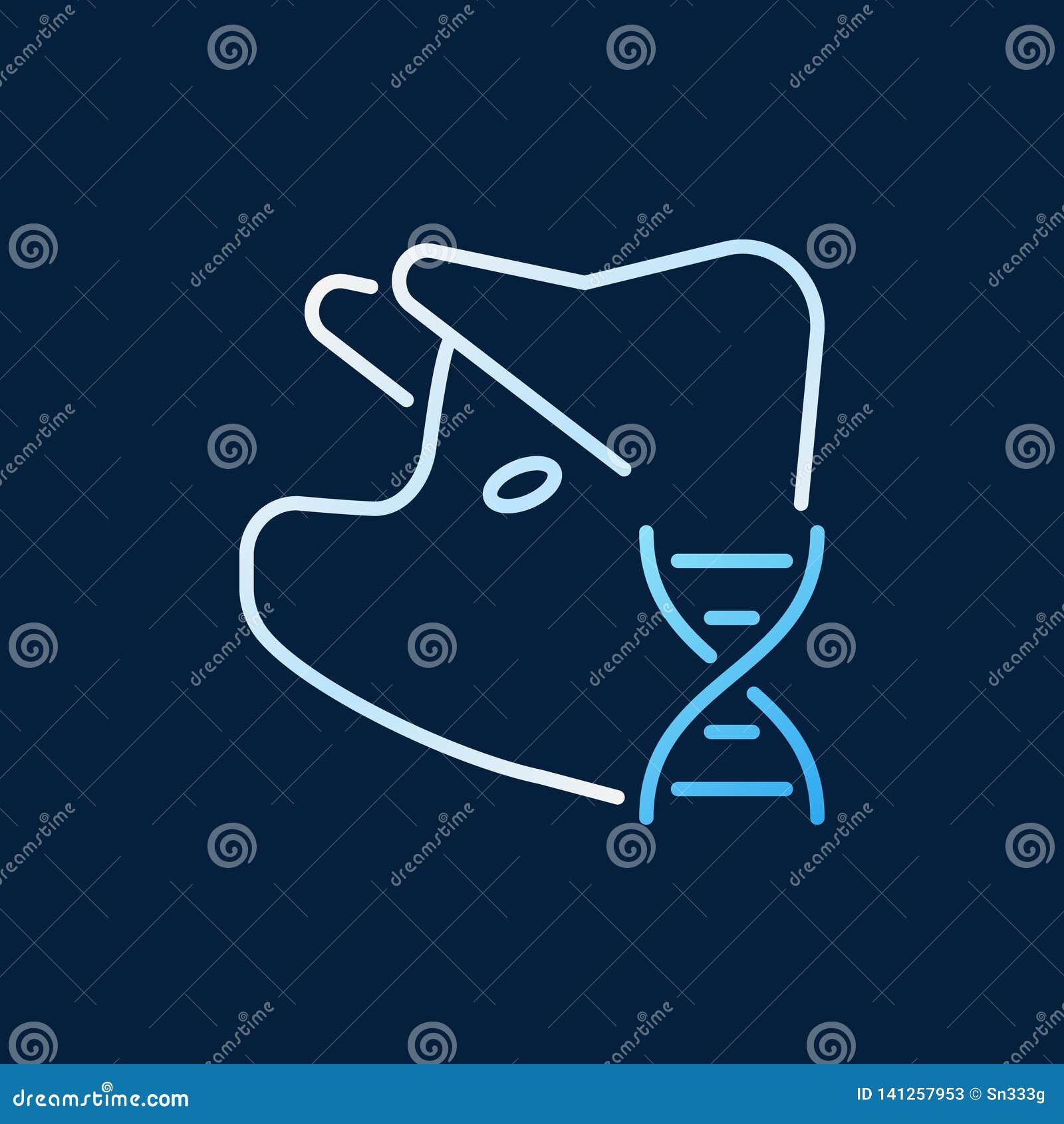 Pig with DNA Vector Colored Line Icon. Pork DNA Linear Sign Stock ...