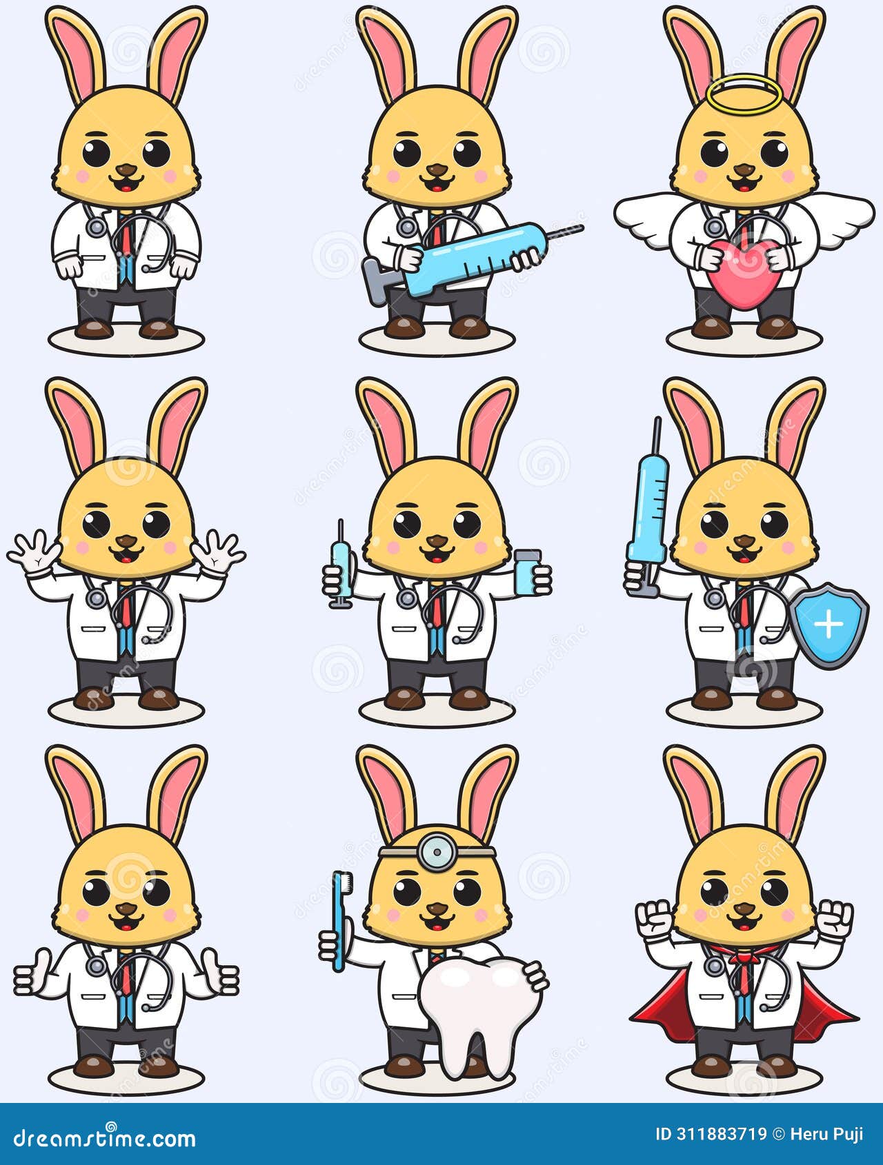 Vector Illustration of Cute Rabbit Doctor Cartoon Stock Vector ...