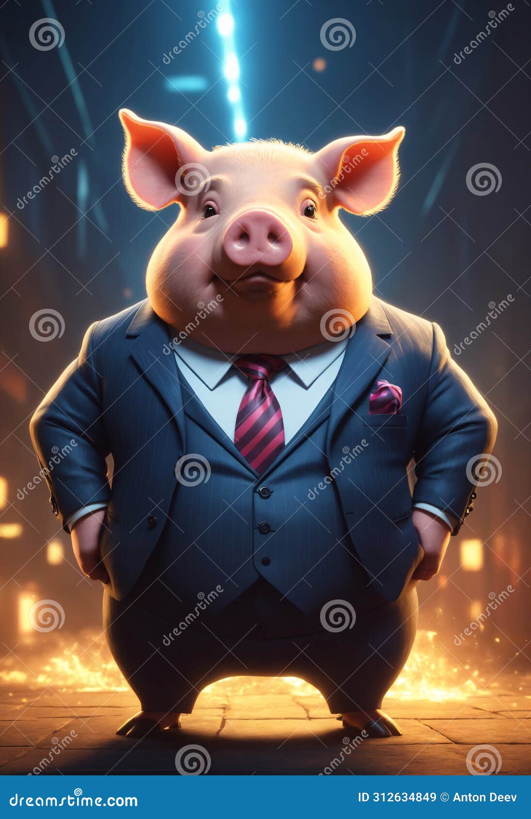 Pig Dressed in a Suit and Tie. a Pig Dressed in Formal Wear, Wearing a ...