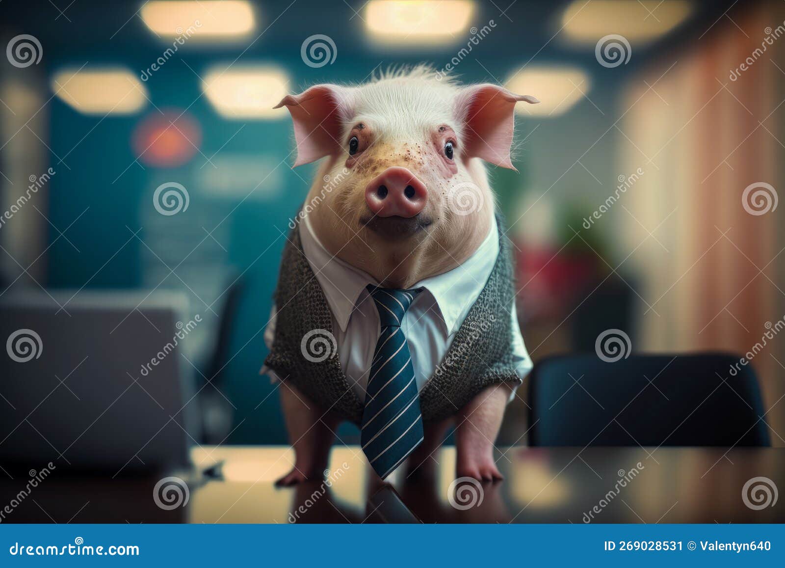 Pig Dressed in Suit and Tie. Generative AI Stock Illustration ...