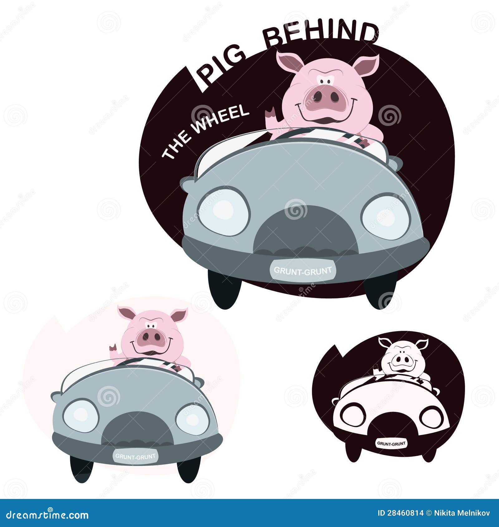 Pig driving car stock vector. Illustration of abstract - 28460814