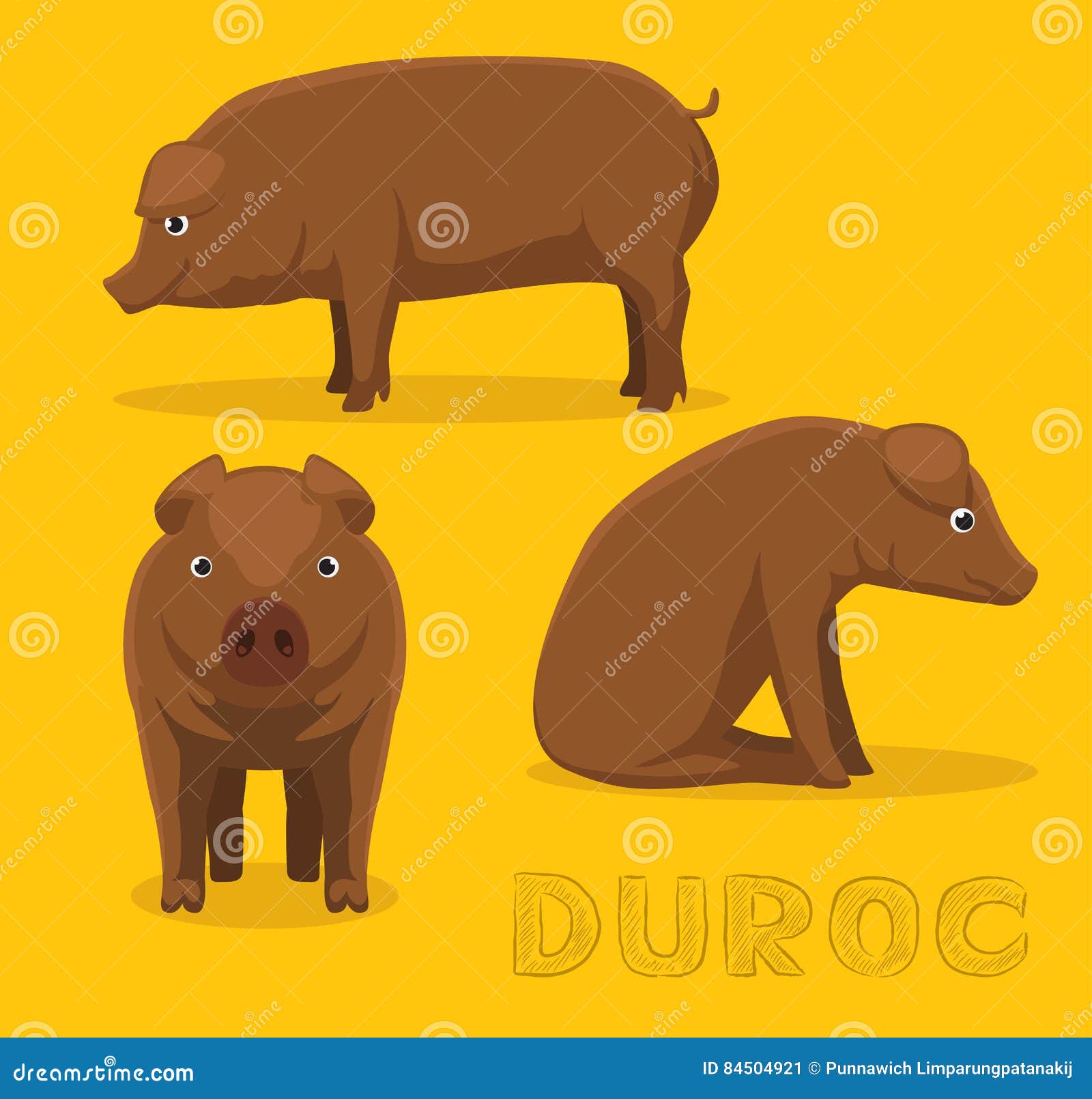 Pig Duroc Cartoon Vector Illustration Stock Vector - Illustration of ...
