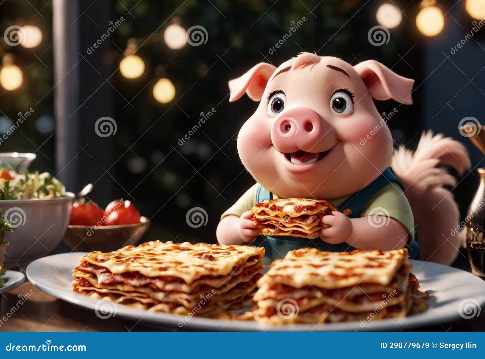 Pig Eating Pie. Generative AI Stock Illustration - Illustration of ...