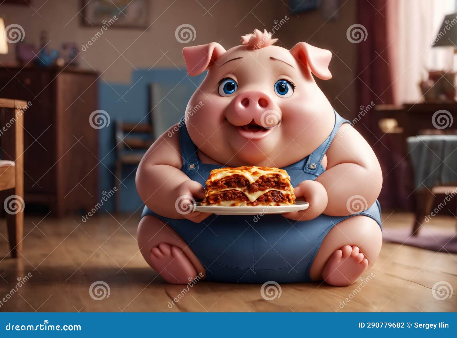 Pig Eating Pie. Generative AI Stock Illustration - Illustration of ...