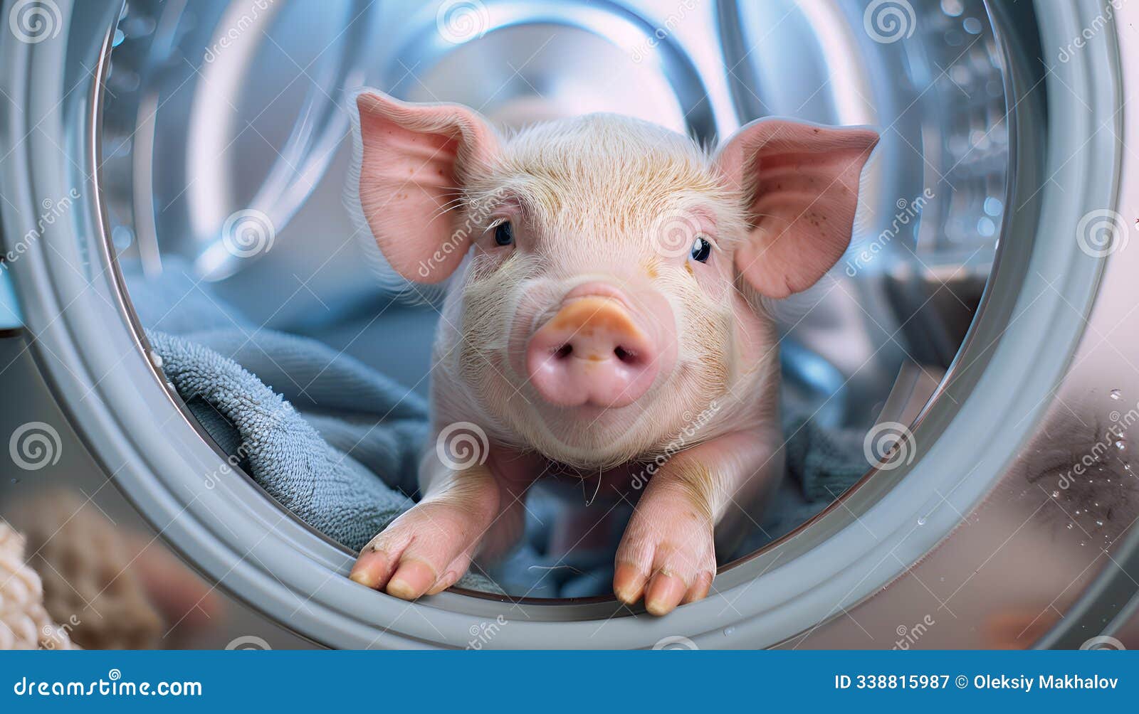 Pig Emerging from a Washing Machine Stock Illustration - Illustration ...