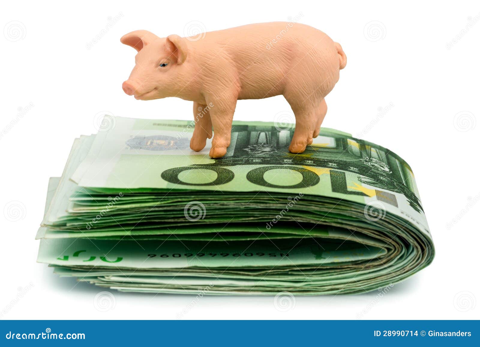 Pig on Euro Banknotes Money Stock Photo - Image of production, pork ...