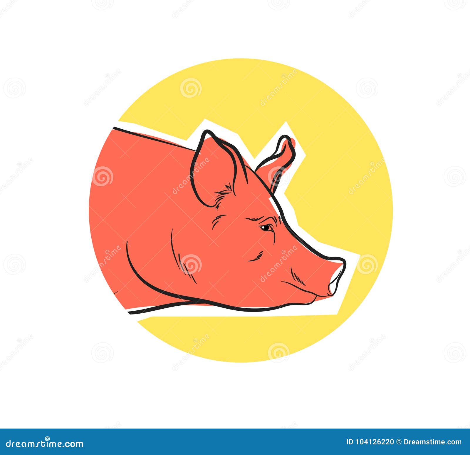 Pig Face Closeup Vector stock vector. Illustration of wildlife - 104126220