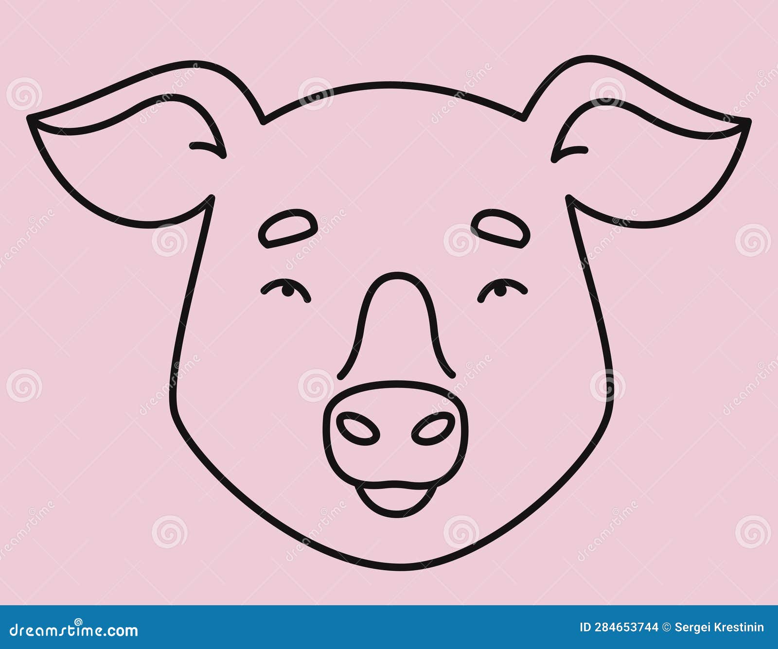 Pig face in doodle style. stock vector. Illustration of style - 284653744
