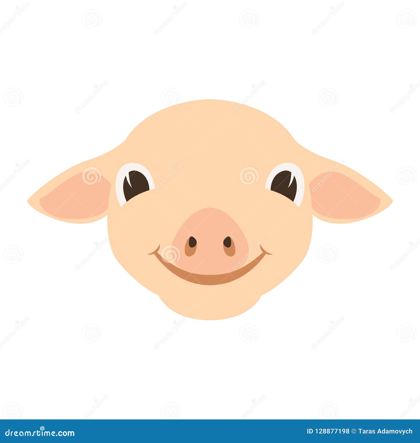 Pig Face Head Vector Illustration Flat Style Front Stock Vector ...