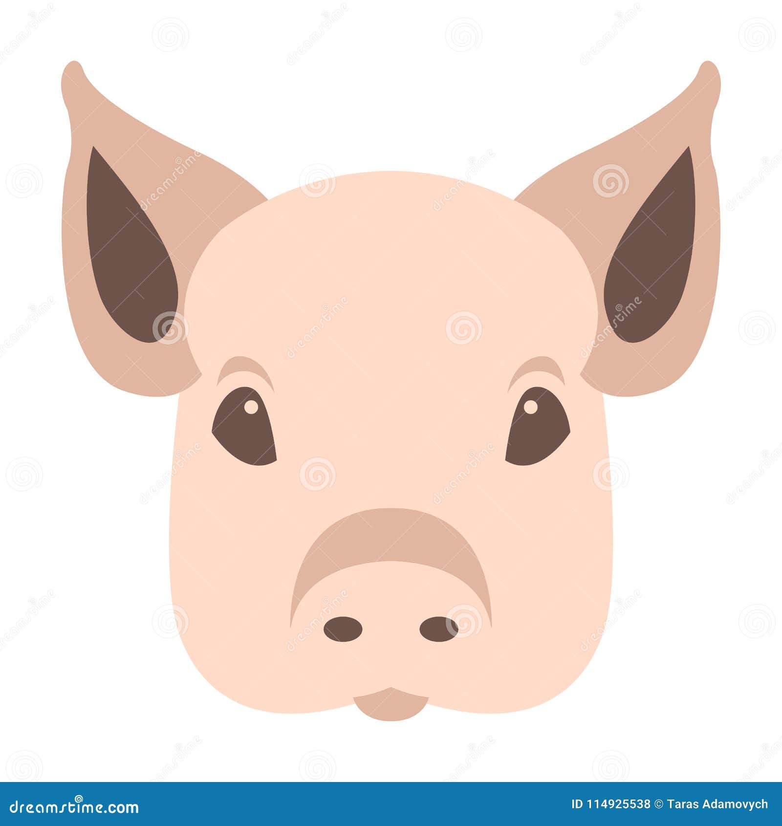 Pig Face Head Vector Illustration Flat Style Front Stock Vector ...