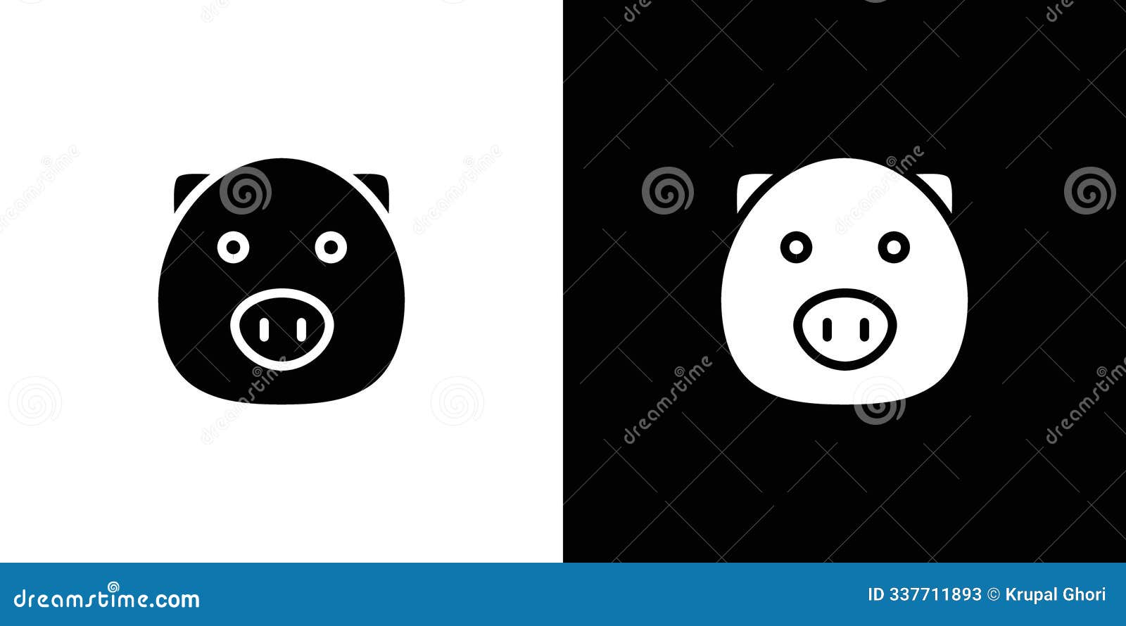 Pig Face Icon Set Vector Illustration Stock Illustration - Illustration ...