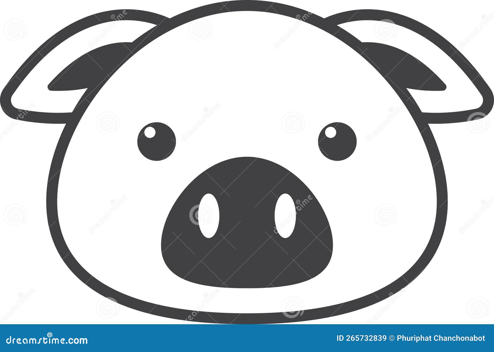 Pig Face Illustration in Minimal Style Stock Vector - Illustration of ...