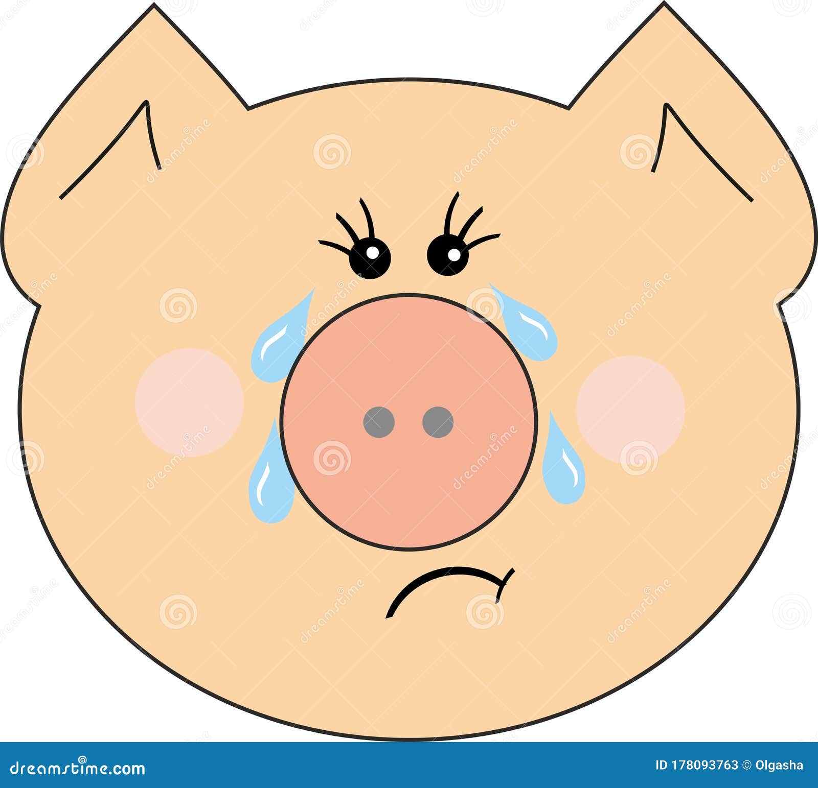 Sad Crying Pig Cartoon