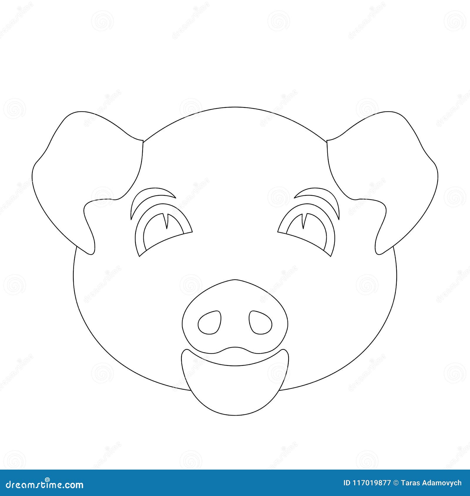 Pig Face Vector Illustration Coloring Book Front Stock Vector ...