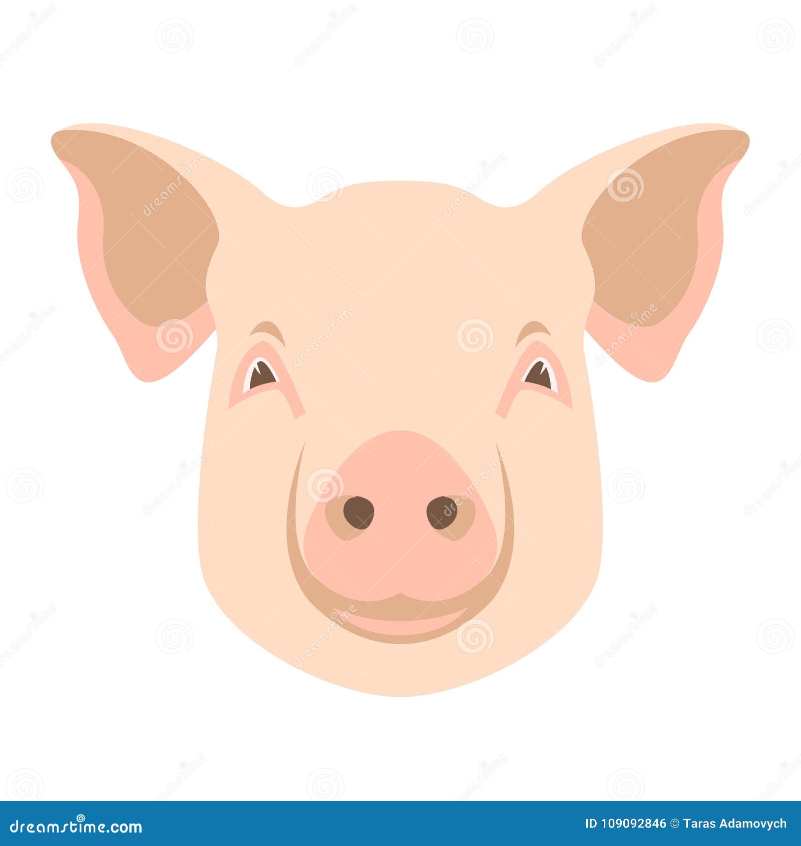 Pig Face Vector Illustration Flat Style Front Stock Vector ...