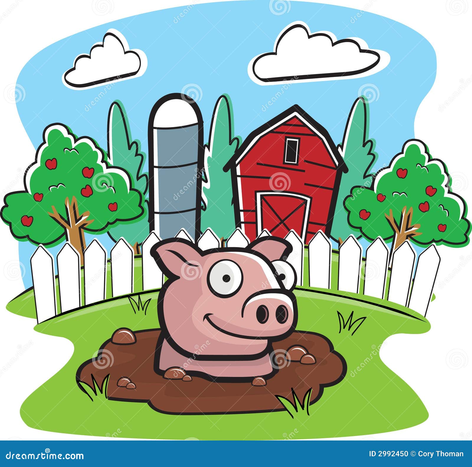 Pig Farm stock vector. Illustration of barn, cartoon, vector - 2992450