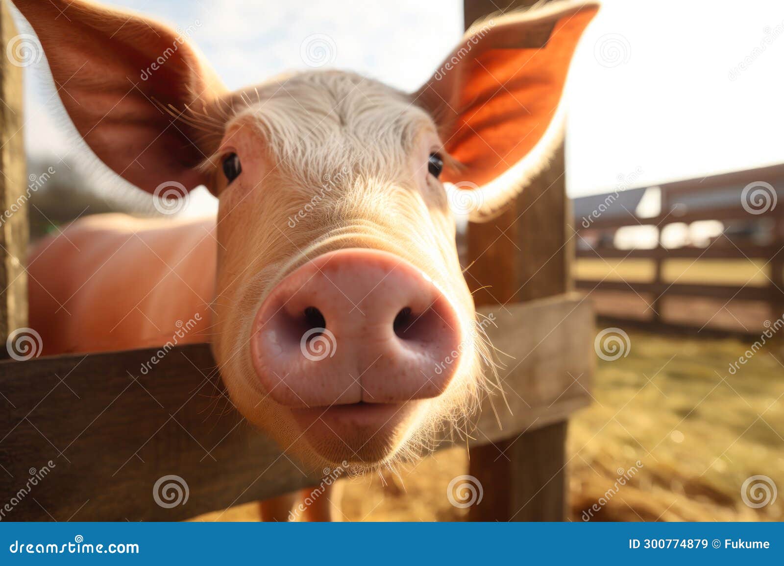 Pig on the Farm Looking at the Camera. Generative Ai Stock Image ...