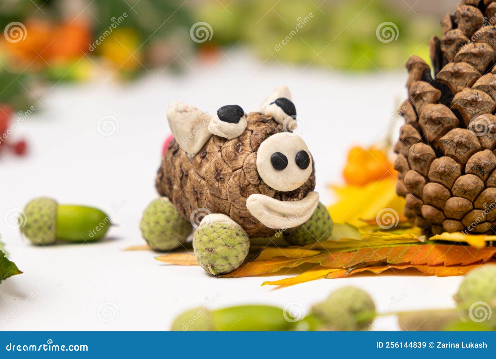 Pig Figurine Made of Cone and Plasticine, Children S Crafts. Stock ...