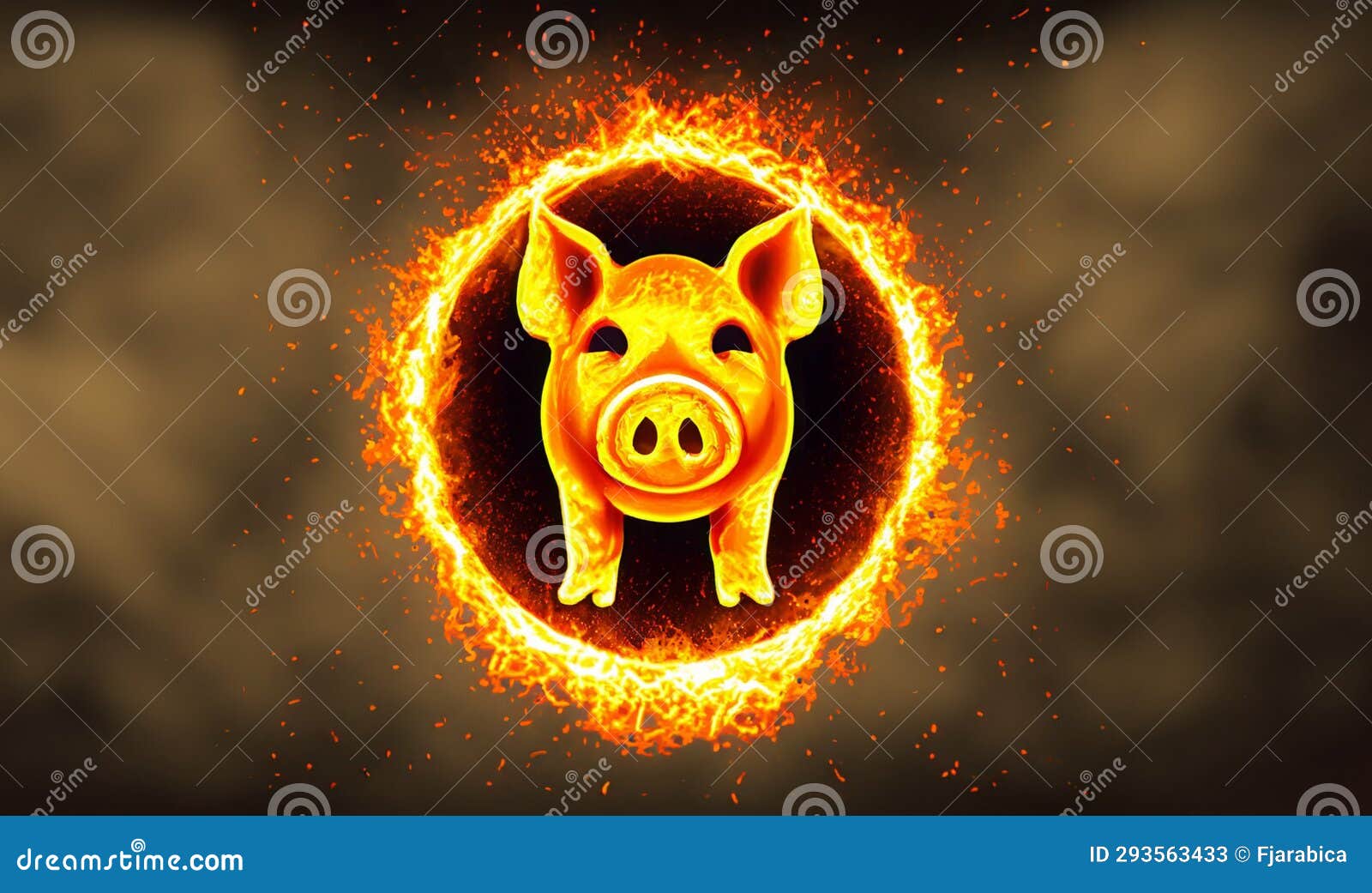 Pig in fire stock illustration. Illustration of fire - 293563433