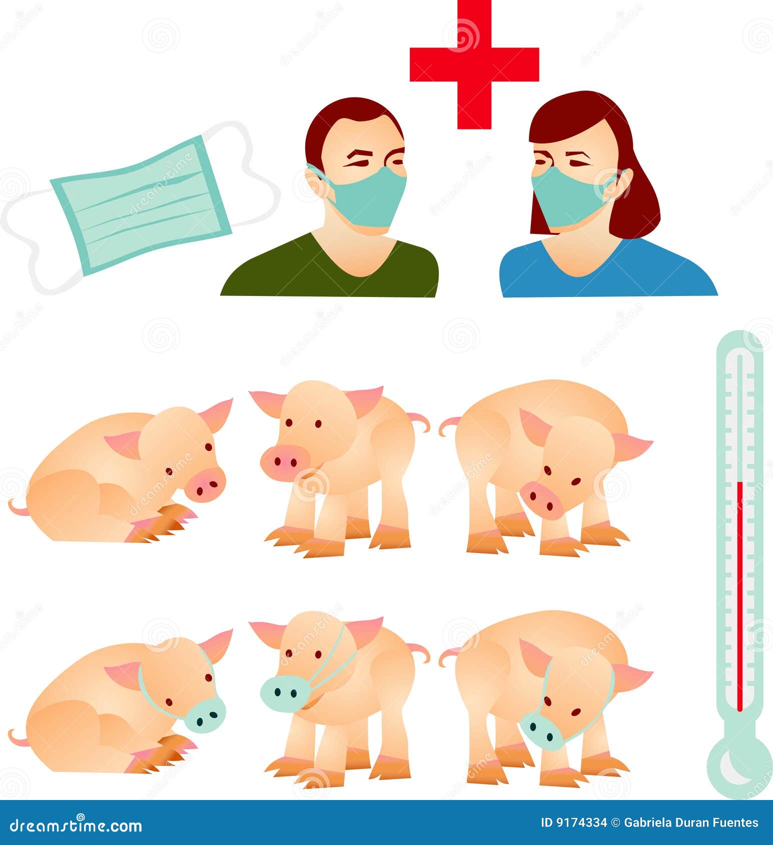 PIG_FLU stock vector. Illustration of influenza, hospital - 9174334