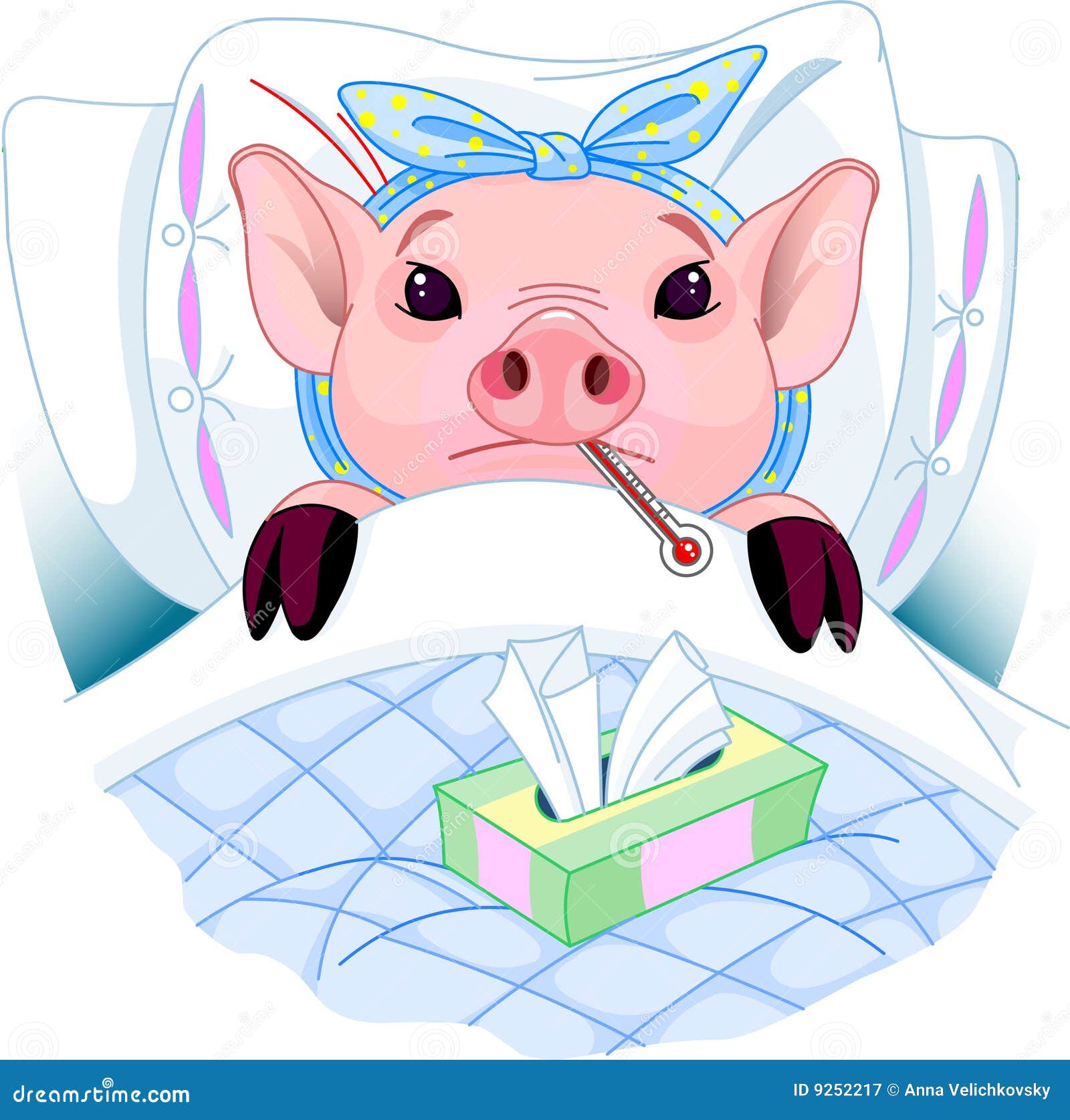 Pig Flu stock vector. Illustration of pillow, unwell, influenza - 9252217