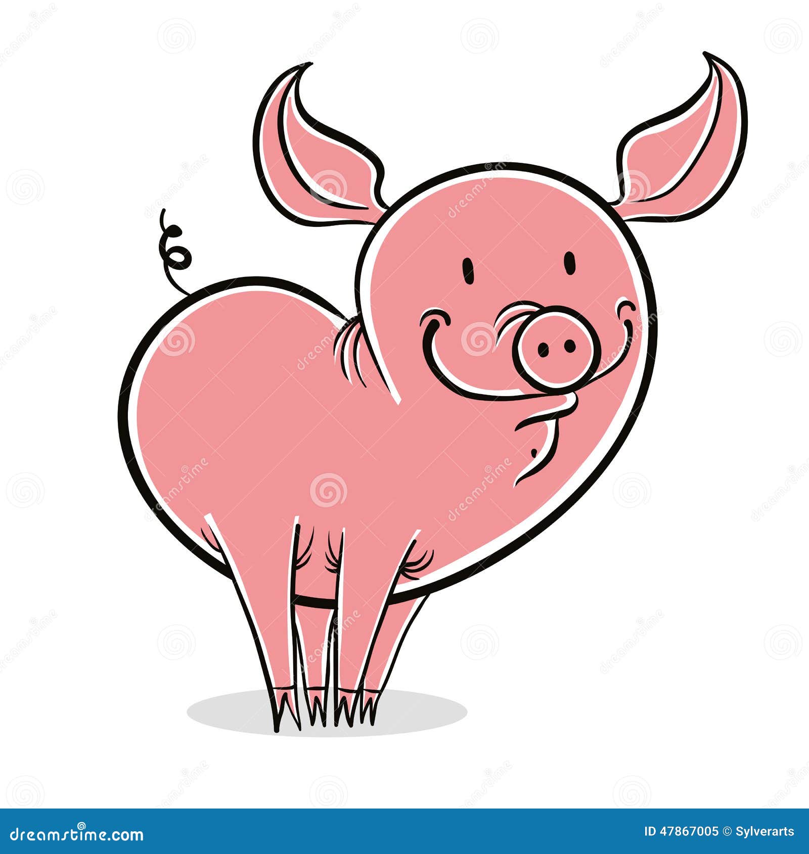 Pig funny cartoon. stock vector. Illustration of funny - 47867005