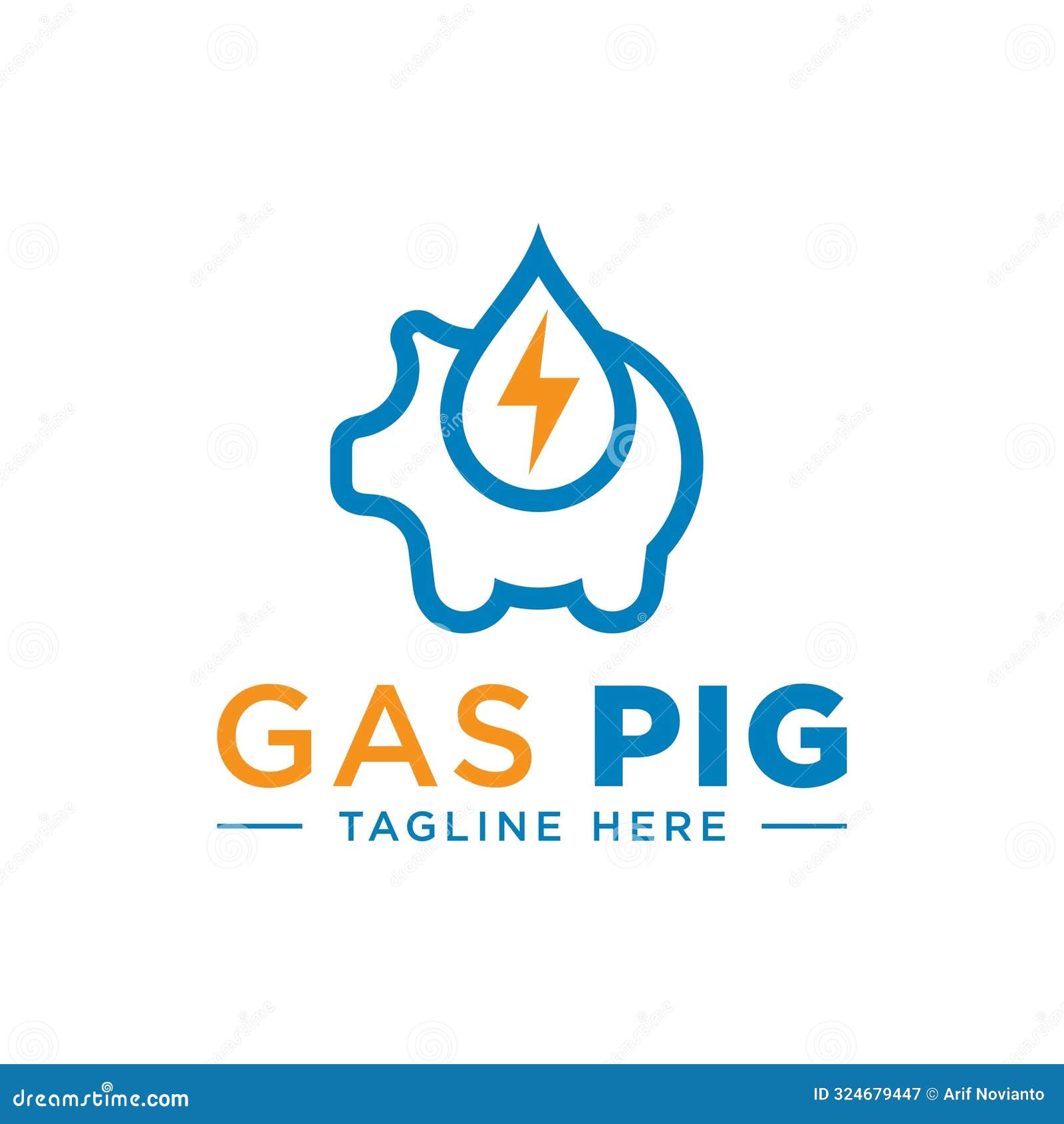 Pig Gas Electricity Outline Logo Stock Illustration - Illustration of ...
